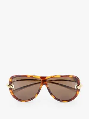 Bottega Veneta Knot Aviator Acetate Sunglasses - Brown