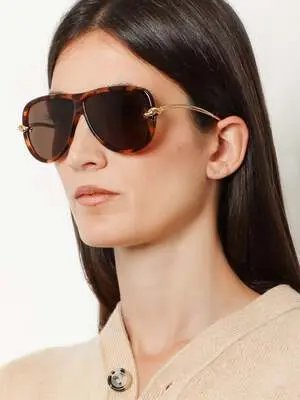 Bottega Veneta Knot Aviator Acetate Sunglasses - Brown