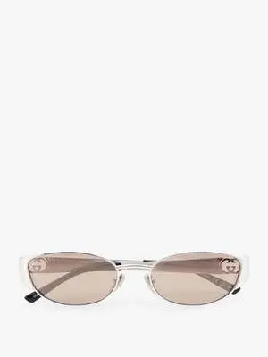 Gucci Acetate Oval Sunglasses - Silver