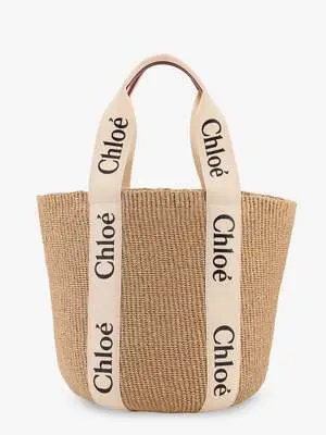 Chloé Woody Raffia Shoulder Bag - Beige