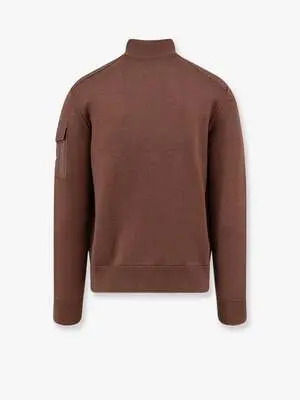 Moncler Virgin Wool Cardigan With Logo Patch