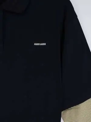Miu Miu Cotton Polo Shirt With Front Embroidered Logo