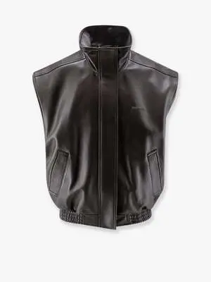 Balenciaga Sleeveless Leather Vest - Marrone