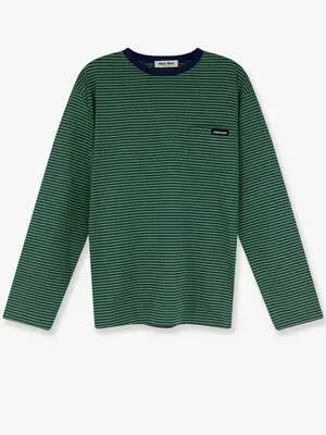 Miu Miu Cotton Tshirt With Striped Pattern - Green