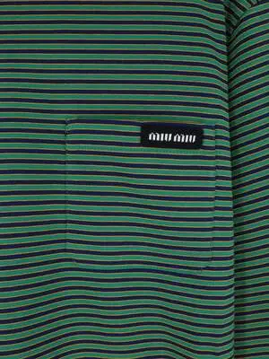 Miu Miu Cotton Tshirt With Striped Pattern