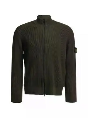 Stone Island Ribbed Knit Zip-up Cardigan - Grey