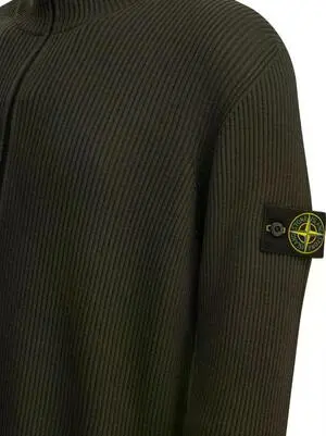 Stone Island Ribbed Knit Zip-up Cardigan - Grey
