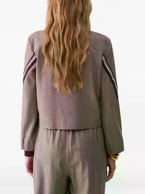 Liu Jo Herringbone Zip-up Jacket With Gold-tone Logo Plaque