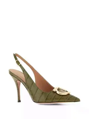 FERRAGAMO Gancini Croc-effect Slingback Pumps
