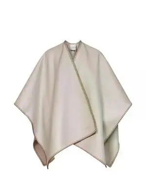 Max Mara Belted Whipstitch-trim Poncho - Neutrals