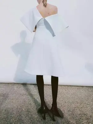 A.W.A.K.E. Mode Off-shoulder Oversized-collar Mini Dress