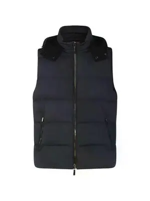 MOORER Quilted Hooded Gilet - Blue