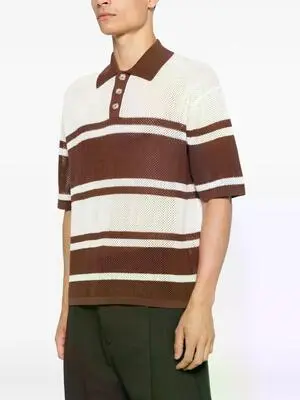 Commas Open-weave Striped Polo Shirt