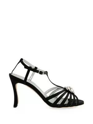 Manolo Blahnik Fulcon Crystal-embellished Satin Sandals - Black