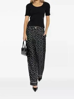 Moschino Swan-print Silk Trousers