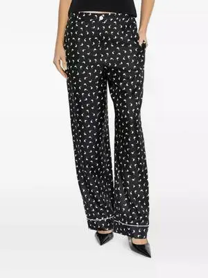Moschino Swan-print Silk Trousers