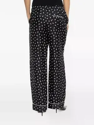 Moschino Swan-print Silk Trousers