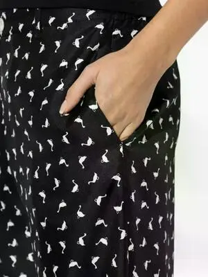 Moschino Swan-print Silk Trousers
