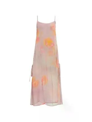 DIESEL® Floral Print Crystal-logo Midi Dress - Pink