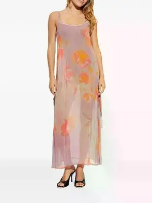 DIESEL® Floral Print Crystal-logo Midi Dress