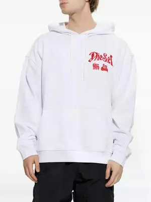 DIESEL® Logo-print Graphic-print Hoodie - White