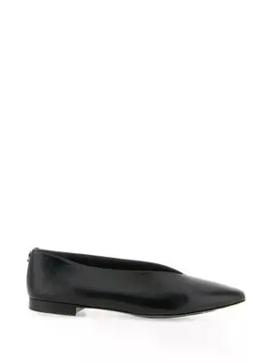 JIMMY CHOO Margot V-neck Leather Ballet Flats - Black
