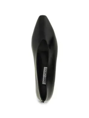 JIMMY CHOO Margot V-neck Leather Ballet Flats