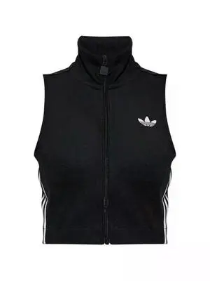 Adidas Logo-embroidered Cropped Top - Black