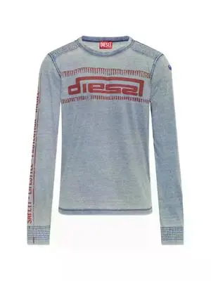DIESEL® Logo-print Long-sleeve T-shirt - Blue