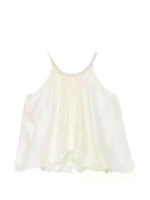 PAPER LACE Faux-pearl Embellished Layered Top - Neutrals