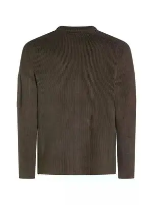 C.P. COMPANY Ribbed-knit Lens Detail Sweater - Brown