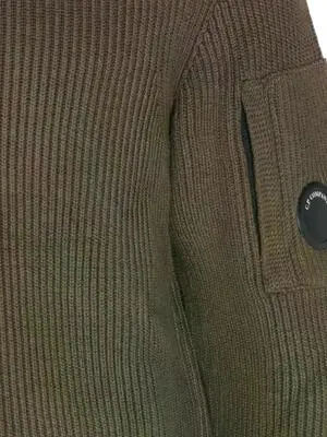 C.P. COMPANY Ribbed-knit Lens Detail Sweater - Brown