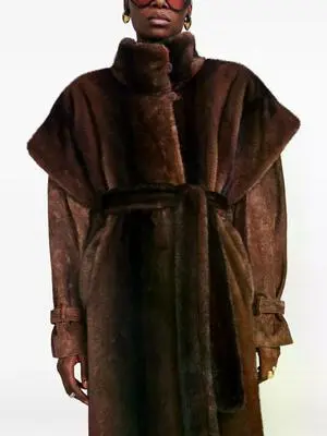 DUCIE Harper Suede Coat - Brown