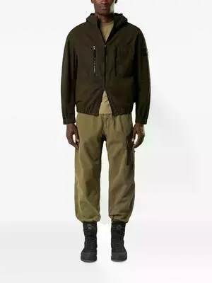 Stone Island Compass Patch Hooded Jacket - Green