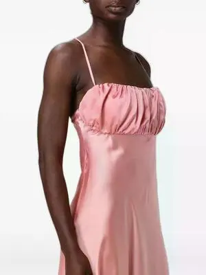 HANITA Ruched-bodice Satin Maxi Dress