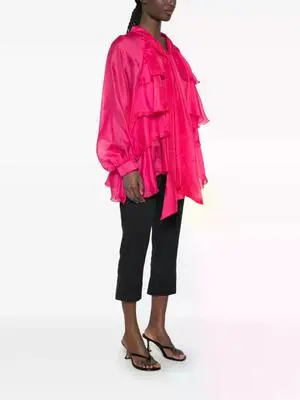 PAPER LACE Ruffled Pussy-bow Blouse
