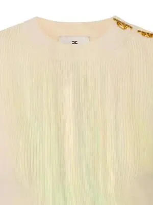 Elisabetta Franchi Ribbed Knit Cropped T-shirt - Neutrals