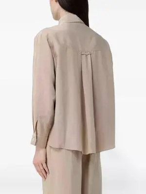 HANITA Embroidered-collar Long-sleeve Shirt - Neutrals
