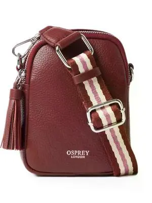 OSPREY Stella Tassel-detail Grained-leather Phone Bag - Red