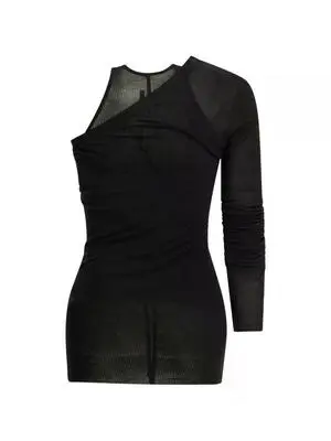 Rick Owens One-shoulder Ribbed Top - Black