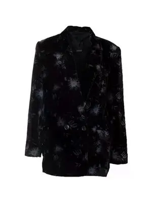 Pinko Floral-print Double-breasted Jacket - Black
