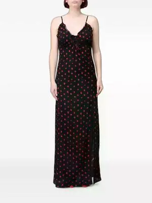 MAR DE MARGARITAS Floral-print Ruffled Maxi Dress - Black