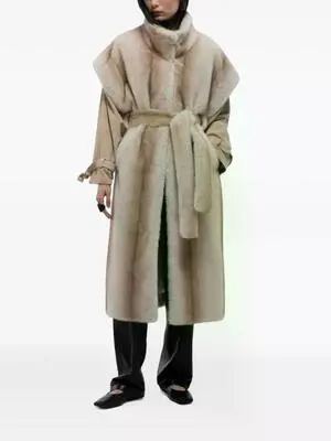 DUCIE Harper Suede-panel Coat - Neutrals