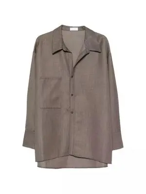 RUOHAN Chest-pocket Long-sleeve Shirt - Brown