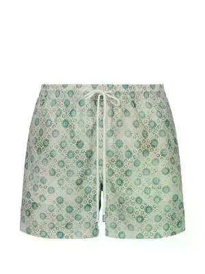 Fedeli Floral-print Drawstring Swim Shorts - Neutrals
