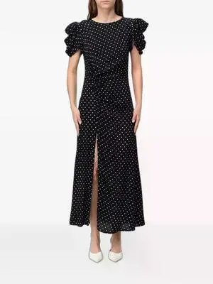 MAR DE MARGARITAS Polka-dot Ruched Maxi Dress - Black