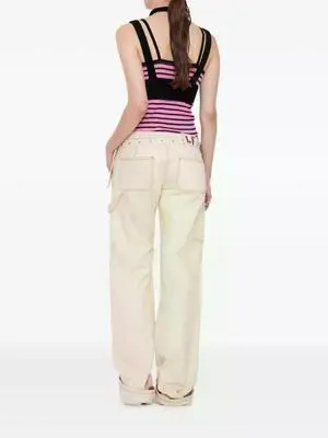 LA FETICHE Jade Striped Ribbed-knit Cami Top