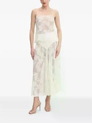 Bardot Sheer Lace Spaghetti-strap Blouse - Neutrals
