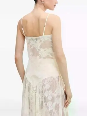 Bardot Sheer Lace Spaghetti-strap Blouse - Neutrals