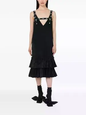 Moschino Polka-dot Ruffled Midi Dress